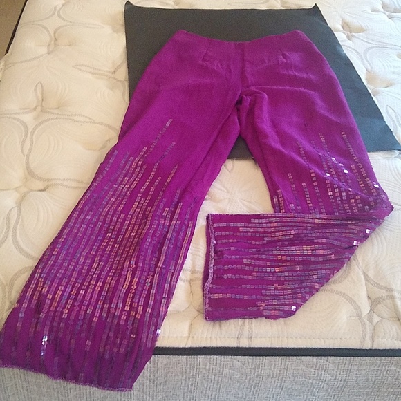 Cache | Pants & Jumpsuits | Vintage Cache Purple Lined Sequin Accents ...